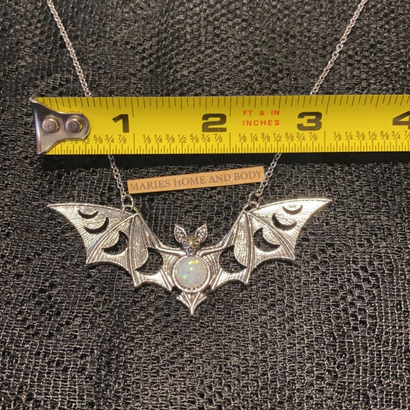 Jewelry | Bat Moon Phases Iridescent Moonstone Necklace Pendant Spooky ...